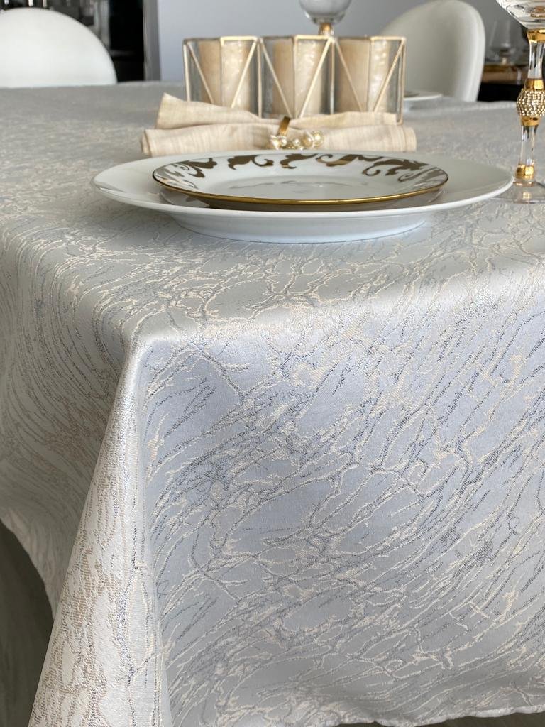 Antonella White Silver Gold Tablecloth | Luxurious Opulence - Don’t ...