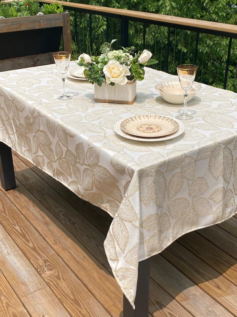 Firenza White & Gold Tablecloth - Best Prices Guarrenty – Tablecloth ...